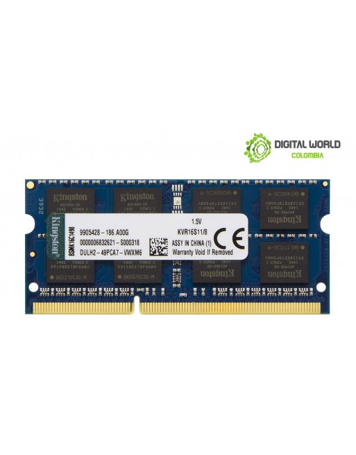 Memoria Ram Ddr3 8GB Kingston para Portatil 1600 MHZ KVR16S11/8
